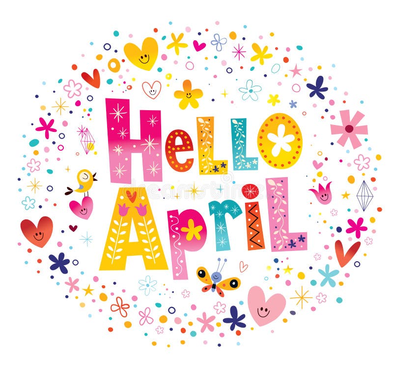 Bonjour April Hand Lettering Greeting Card Texte Manuscrit Guirlande ...