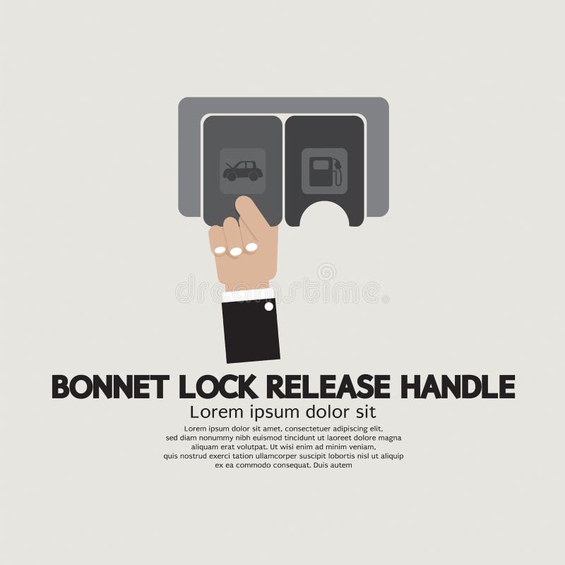 Bonnet Lock Release Handle with Hand Stock Vector - Illustration of ...