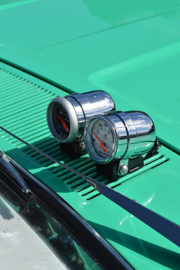 Bonnet Mounted Instrument Gauges. Editorial Stock Photo - Image of ...