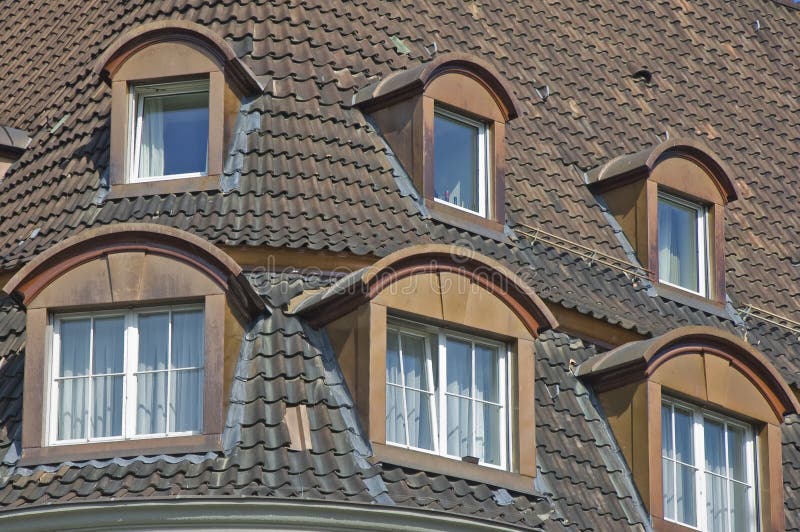 Bonneted Dormer Windows and Tiled Roof Stock Photo - Image of shingles ...