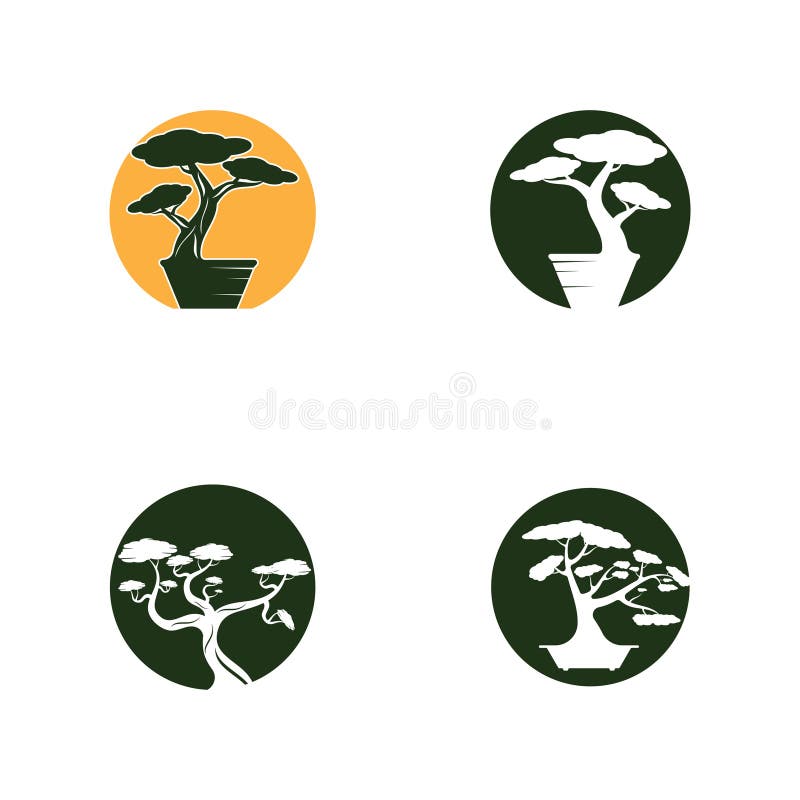 Bonsai Logo Design. Japanese Mini Small Plant Tree Silhouette Logo ...