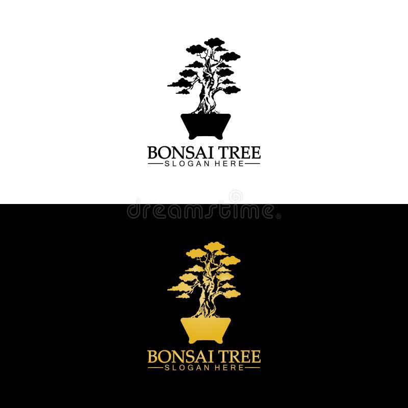 Bonsai Logo Design Silhouette Icon Vector Stock Vector - Illustration ...