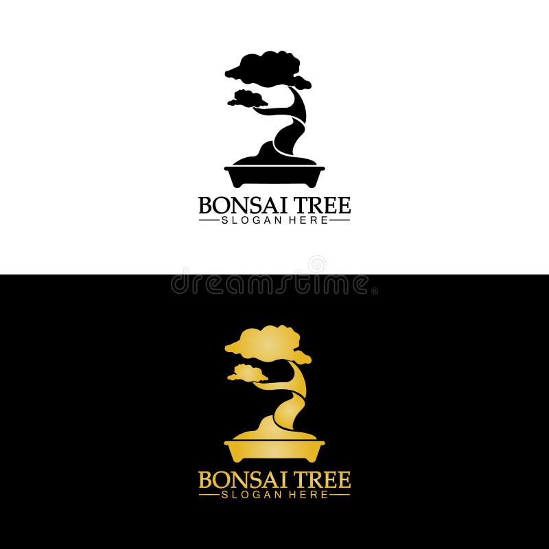 Bonsai Logo Design Silhouette Icon Vector Stock Vector - Illustration ...