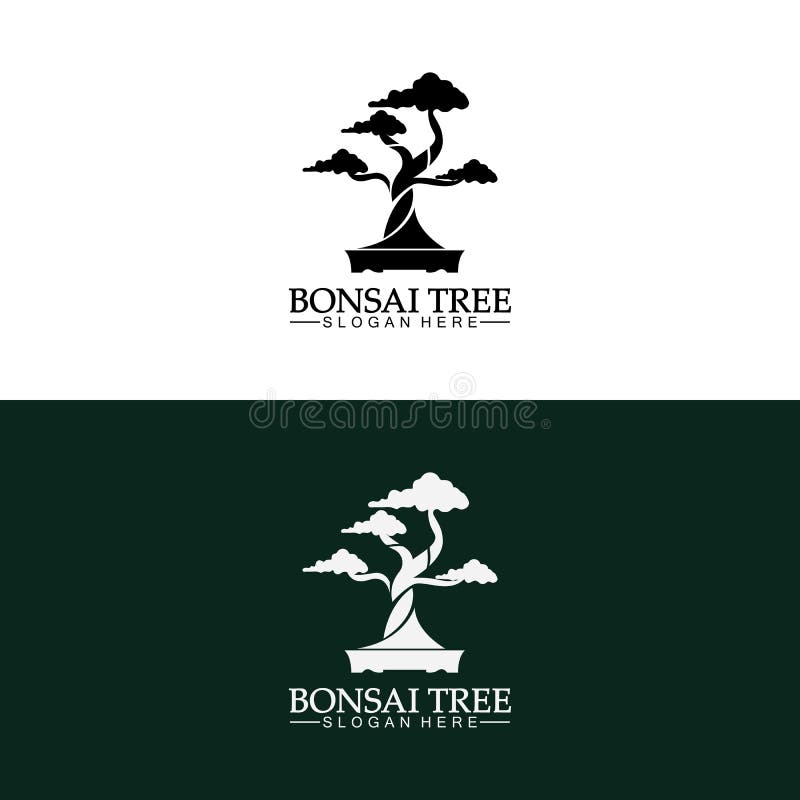Bonsai Logo Design Silhouette Icon Vector Stock Vector - Illustration ...