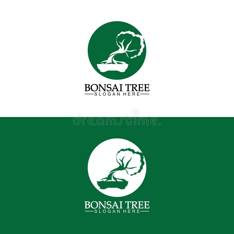 Bonsai Logo Design Silhouette Icon Vector Stock Vector - Illustration ...
