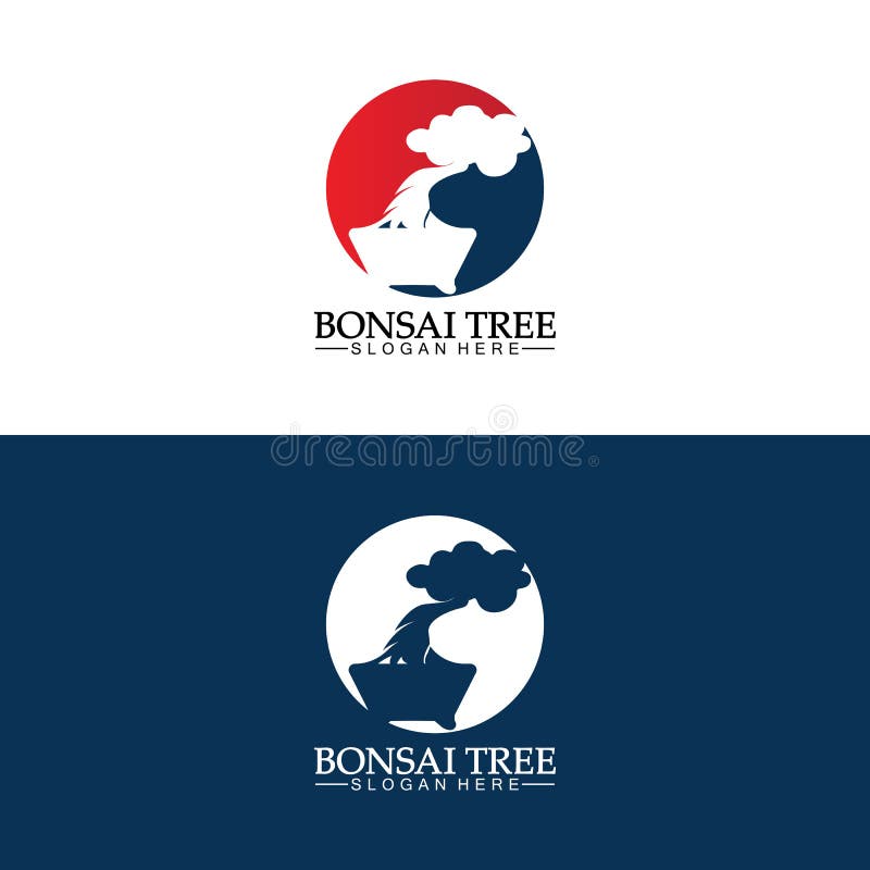 Bonsai Logo Design Silhouette Icon Vector Stock Vector - Illustration ...