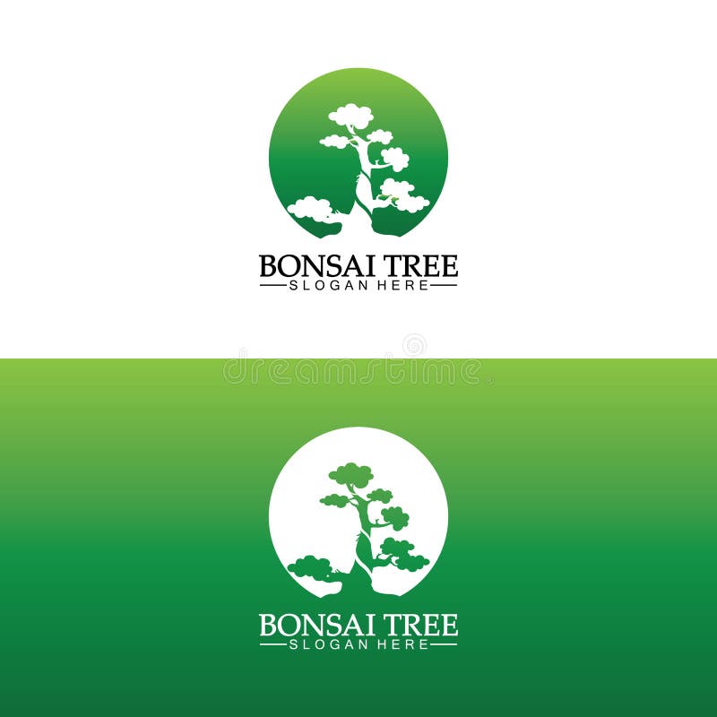 Bonsai Logo Design Silhouette Icon Vector Stock Vector - Illustration ...