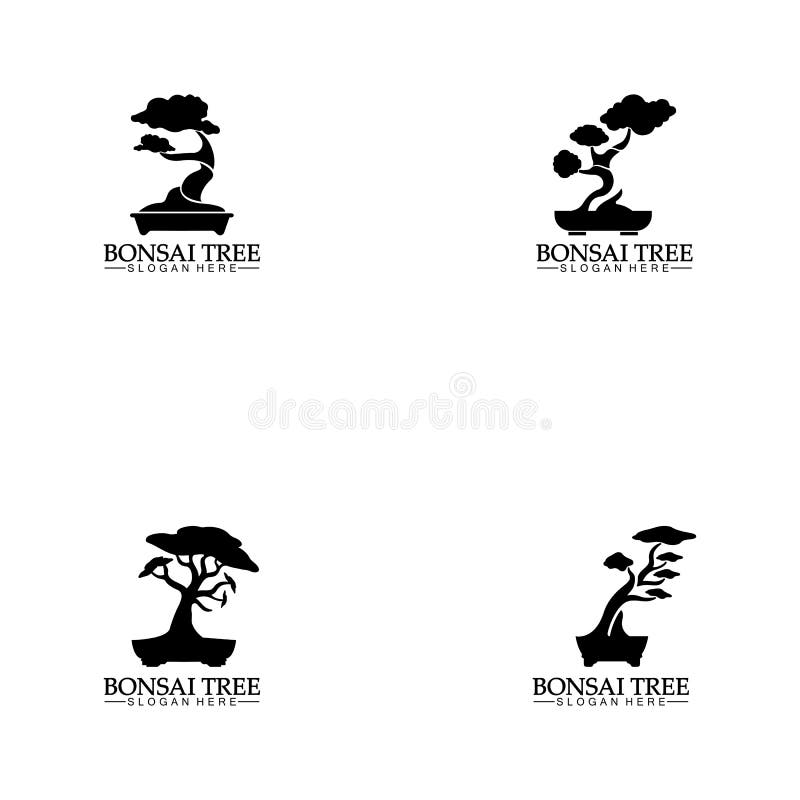 Bonsai Logo Design Silhouette Icon Vector Stock Vector - Illustration ...