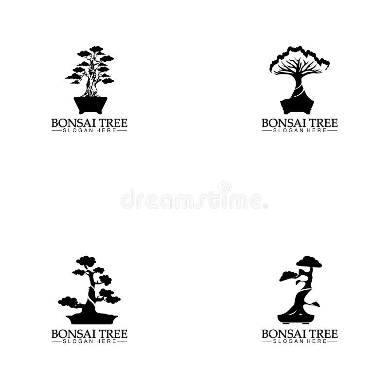 Bonsai Logo Design Silhouette Icon Vector Stock Vector - Illustration ...