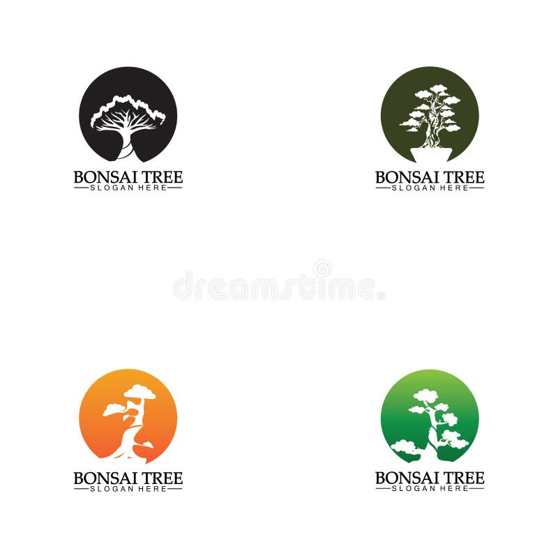 Bonsai Logo Design Silhouette Icon Vector Stock Vector - Illustration ...