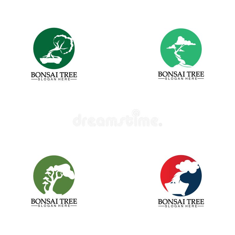 Bonsai Logo Design Silhouette Icon Vector Stock Vector - Illustration ...