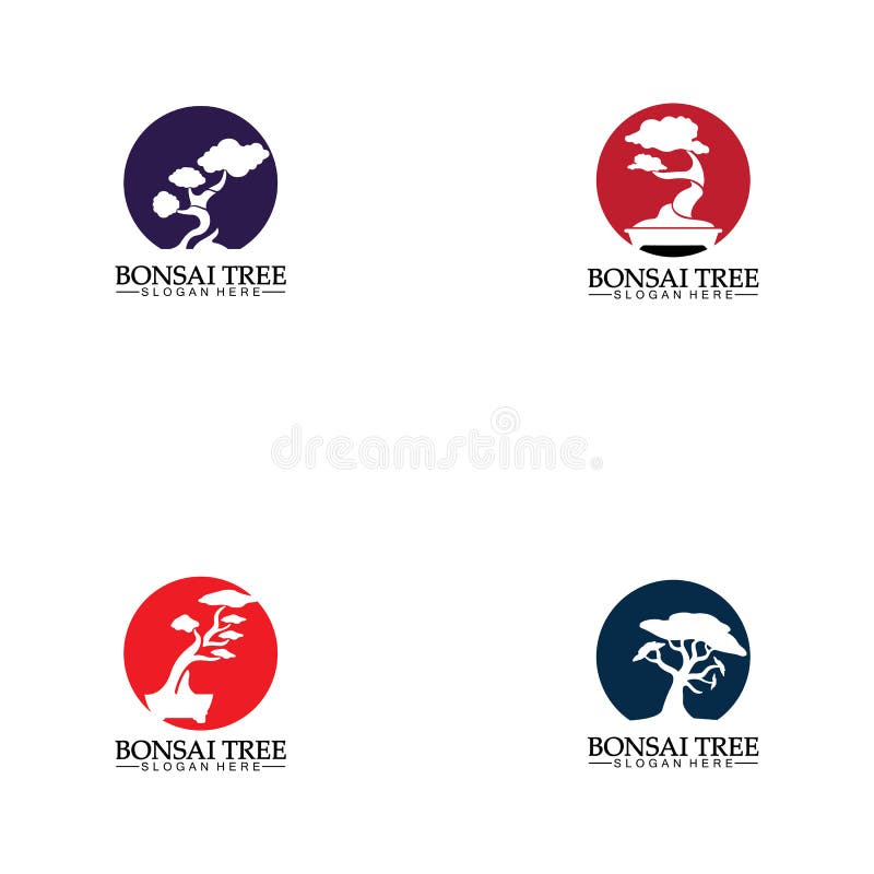Bonsai Logo Design Silhouette Icon Vector Stock Vector - Illustration ...