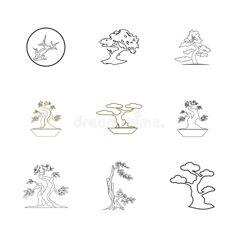 Bonsai Logo Vector Template and Symbol Stock Vector - Illustration of ...