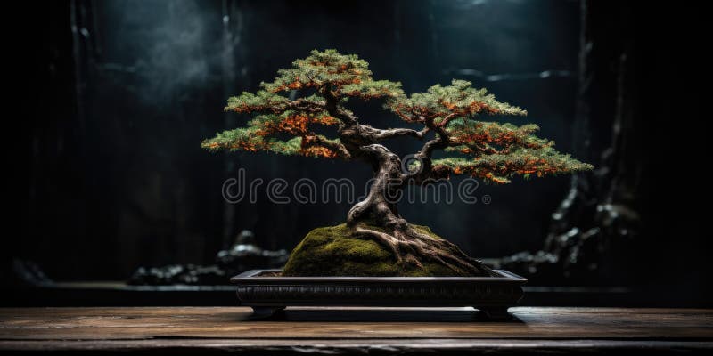 Bonsai Tree on a Dark Background. Minimalism. Generative AI Stock ...