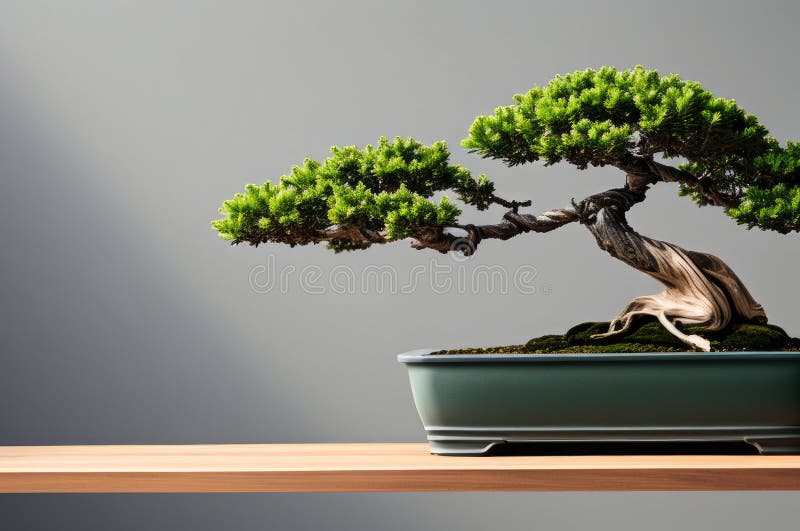 Bonsai Tree Display with Soft Background and Dramatic Silhouette Stock ...