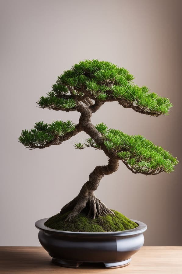 Bonsai Tree Display with Soft Background and Dramatic Silhouette Stock ...