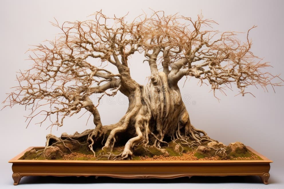 Bonsai Tree with Exposed Roots after Pruning Process Stock Illustration ...