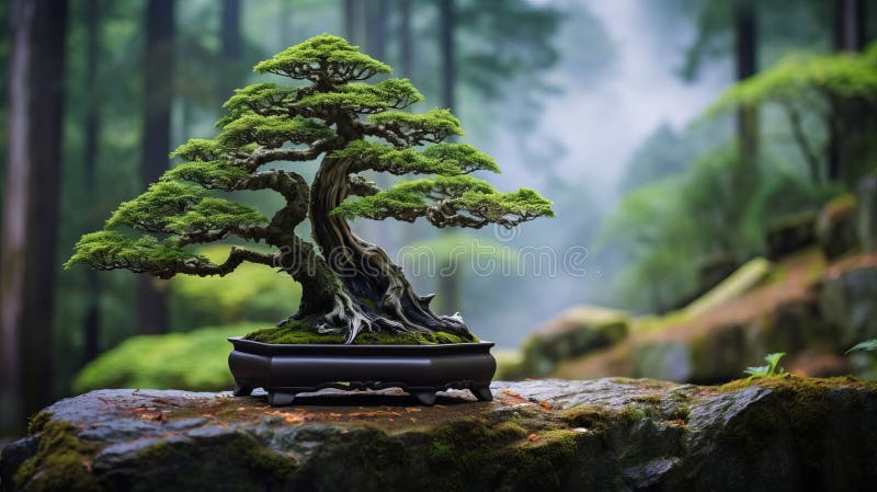 Bonsai tree in the forest stock illustration. Illustration of plant ...
