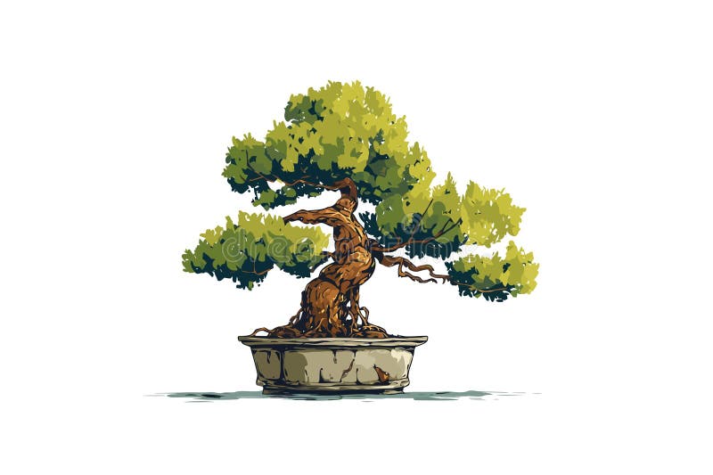 Bonsai Tree Illustration Sign Isolated Stock Vector - Illustration of ...