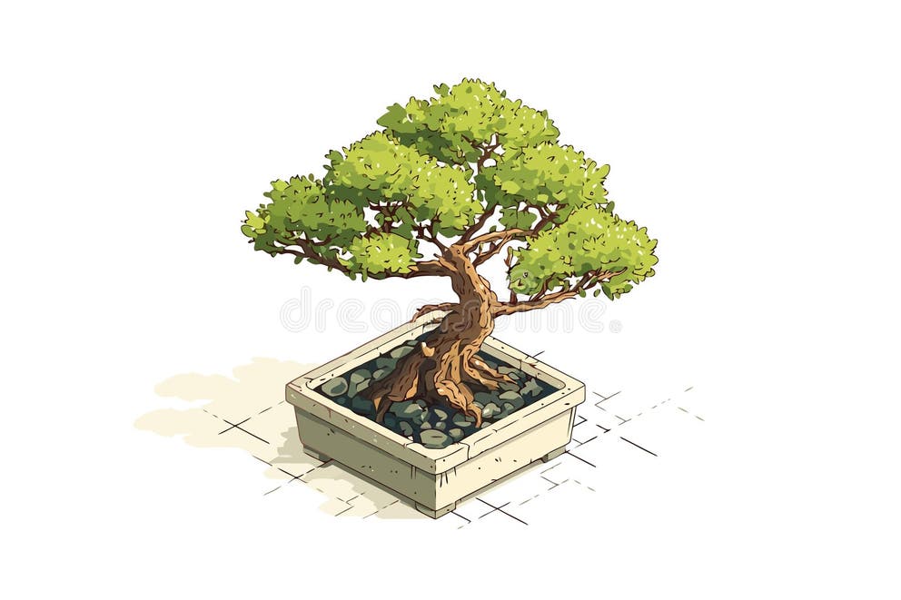 Bonsai Tree Isometric Level Isolated Stock Vector - Illustration of ...