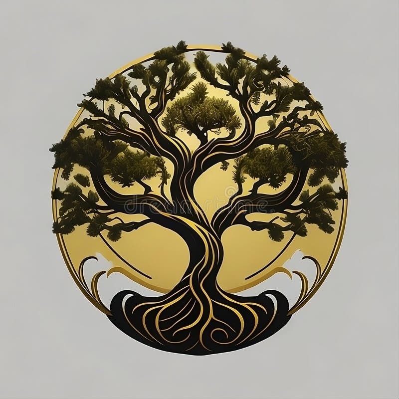 The Strength of a Bonsai: Powerful Tree in a Hand Stock Illustration ...