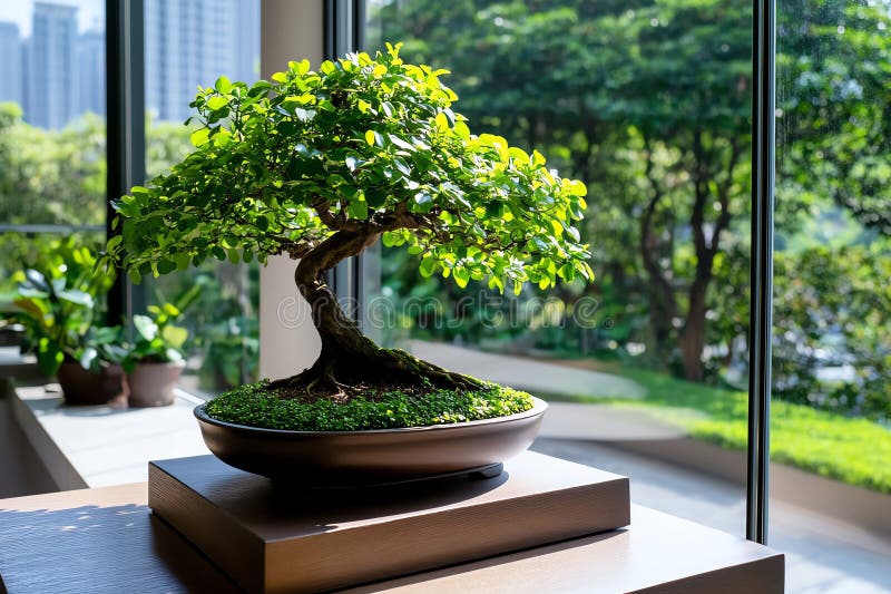 A Bonsai Tree in a Minimalist Indoor Garden, with Natural Light ...