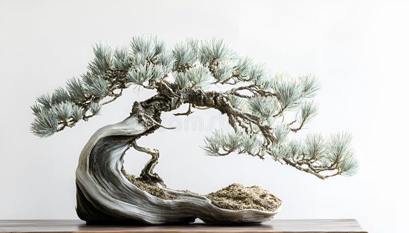 A Bonsai Tree with an Organic, Curved Trunk and Multiple Branches that ...