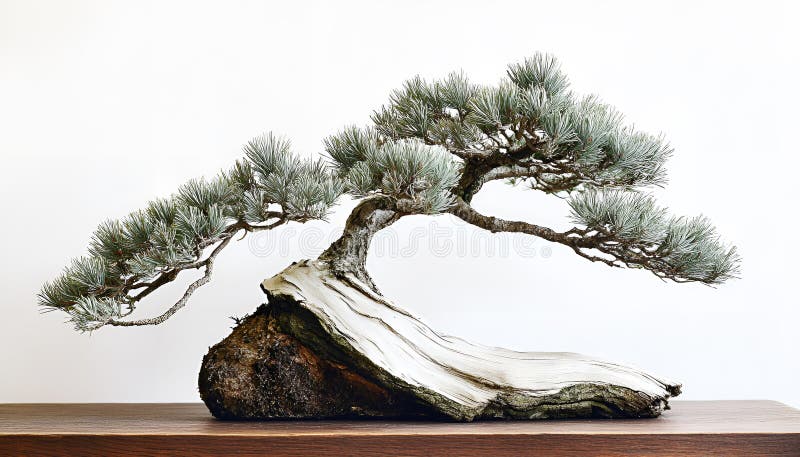 A Bonsai Tree with an Organic, Curved Trunk and Multiple Branches that ...