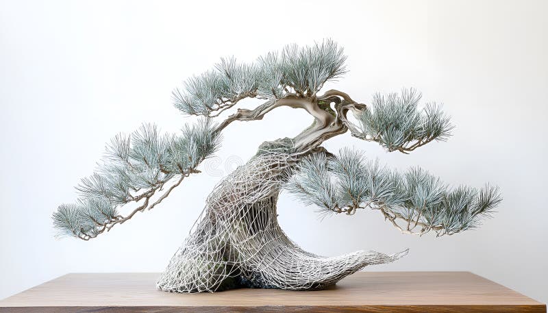 A Bonsai Tree with an Organic, Curved Trunk and Multiple Branches that ...