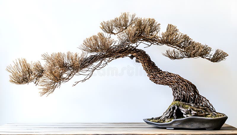 A Bonsai Tree with an Organic, Curved Trunk and Multiple Branches that ...