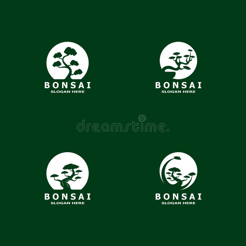 Bonsai Logo Design. Japanese Mini Small Plant Tree Silhouette Logo ...