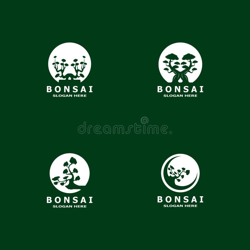 Bonsai Logo Design. Japanese Mini Small Plant Tree Silhouette Logo ...