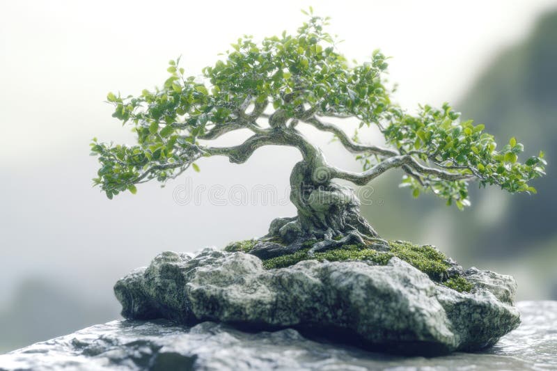 Bonsai Tree on Rock stock photo. Image of peaceful, bonsai - 362026388
