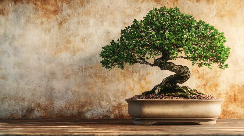 Bonsai Tree in Rustic Pot, Radiating Balance and Peace in a Serene ...