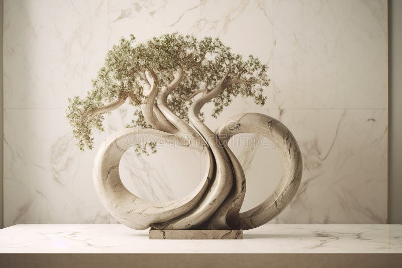 Bonsai Tree on White Marble Table. Minimalism Concept. Display Concept ...