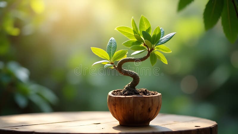 Bonsai Using Coconut Shell Media Stock Image - Image of trunk, natural ...