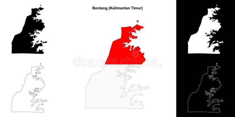Bontang outline map stock vector. Illustration of shape - 356958282