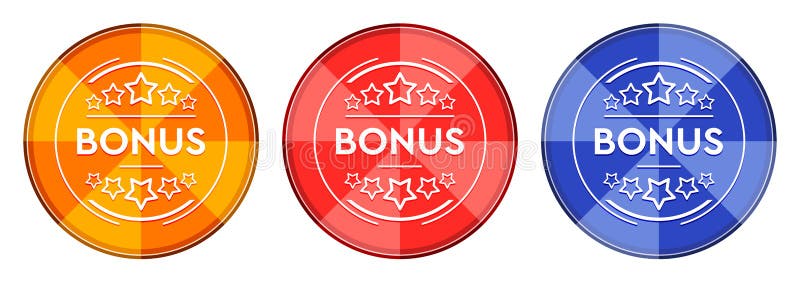 Bonus Badge Icon Burst Light Round Button Set Illustration Stock Vector ...