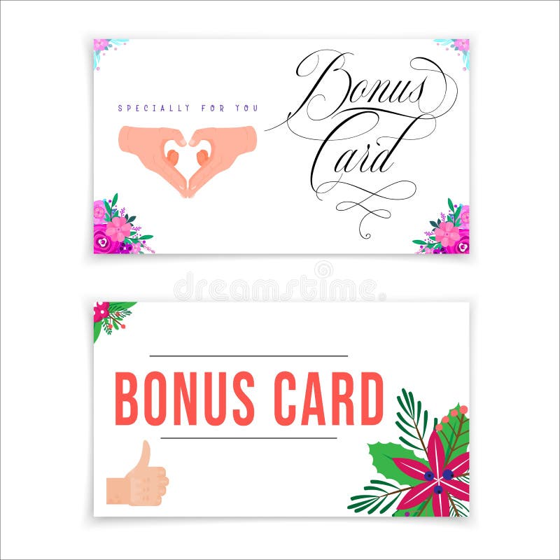 Bonus Card Template in Sketch Style, Hand Drawn Design. Stock Vector ...