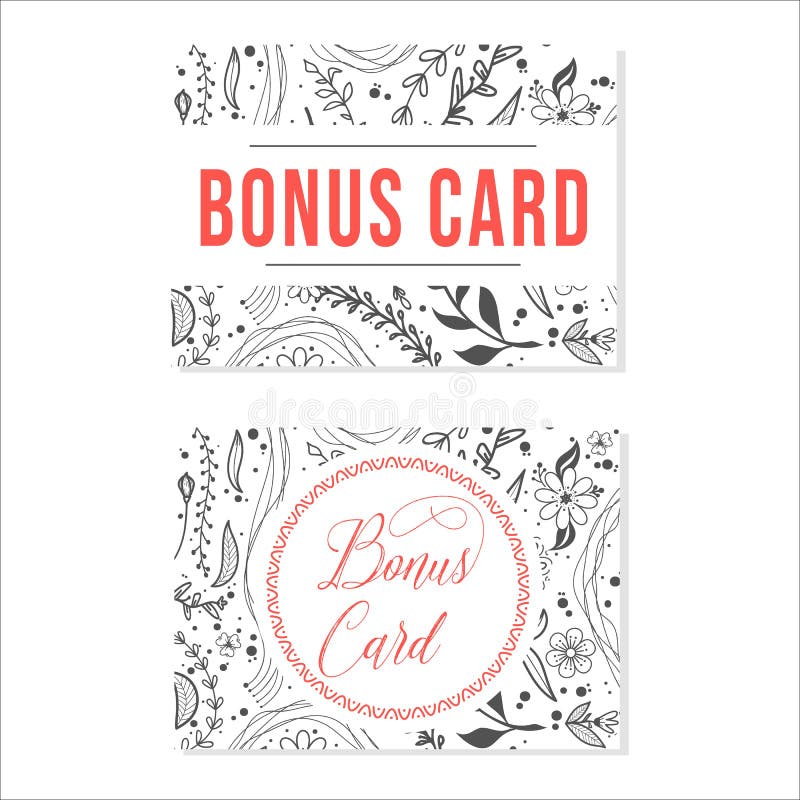 Bonus Card Template in Sketch Style, Hand Drawn Design. Stock Vector ...