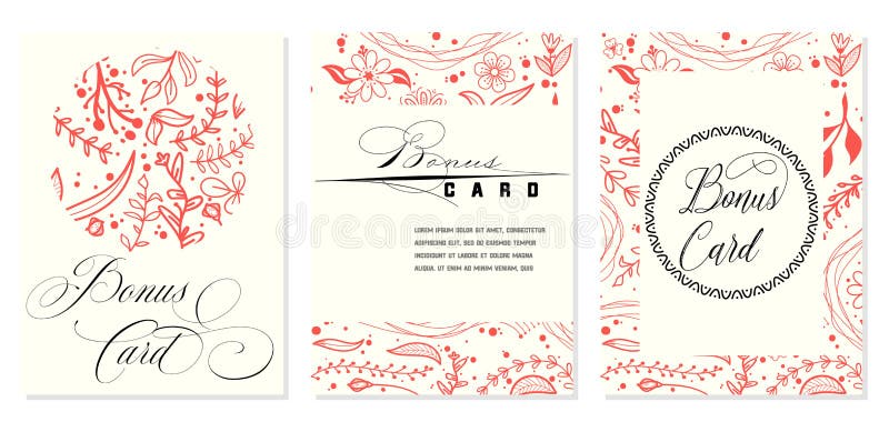 Bonus Card Template in Sketch Style, Hand Drawn Design. Stock Vector ...