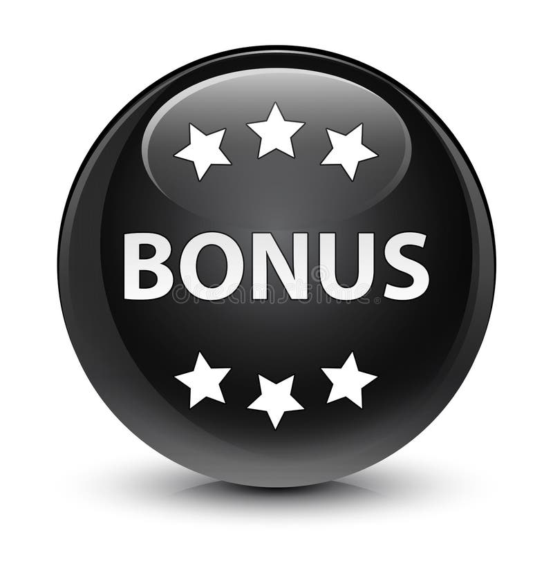 Bonus Icon Glassy Black Round Button Stock Illustration - Illustration ...