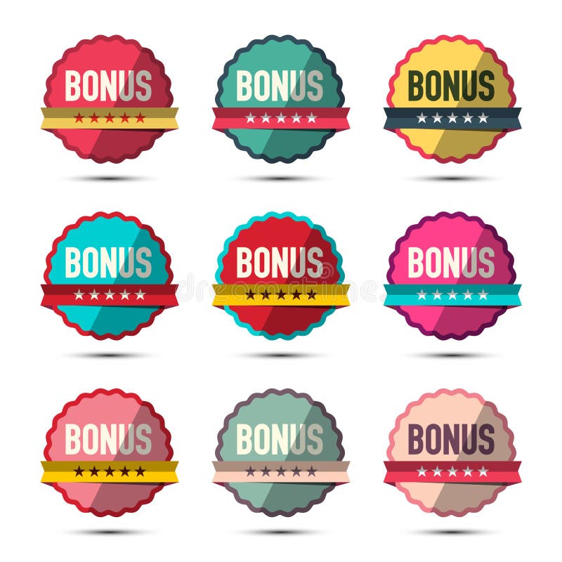 Bonus Labels Set. Retro Stickers Isolated on White Background Stock ...