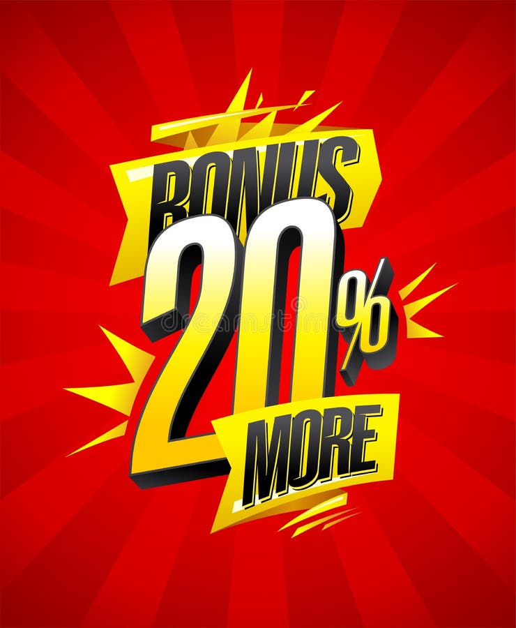 Bonus 20 Percents More, Sale Web Banner or Poster Vector Design Stock ...