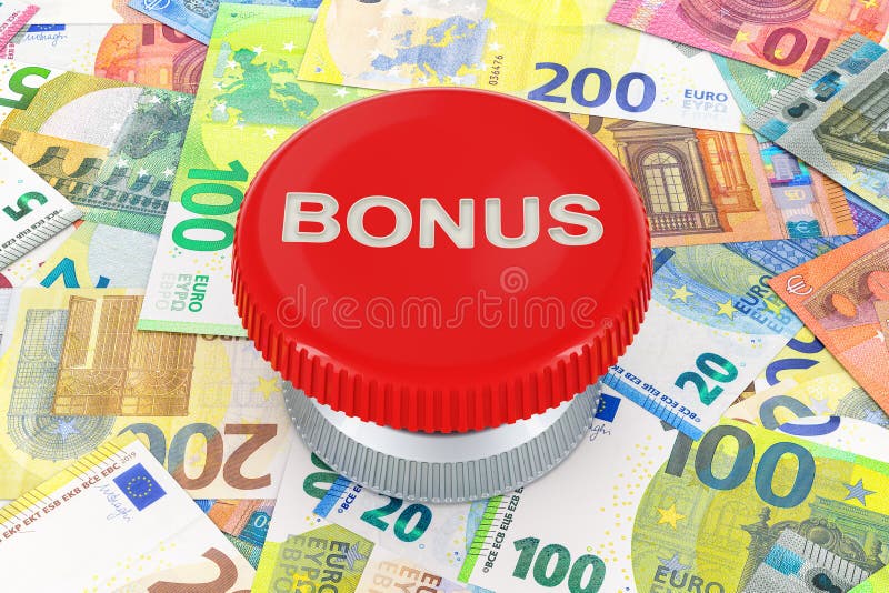 Bonus Red Button on the Euro Background, 3D Rendering Stock ...