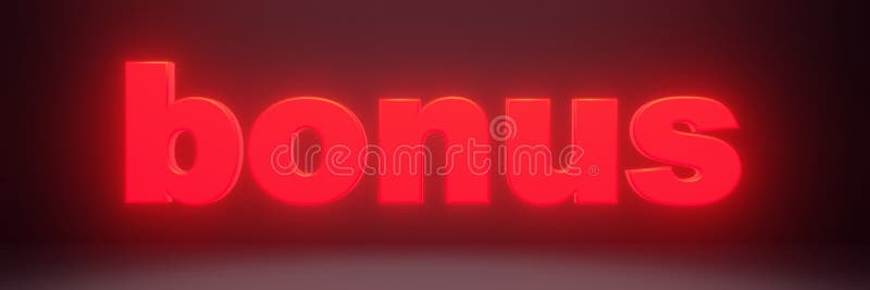 Bonus Red Text Neon Lighting 3d Render, Lettering Banner Stock ...