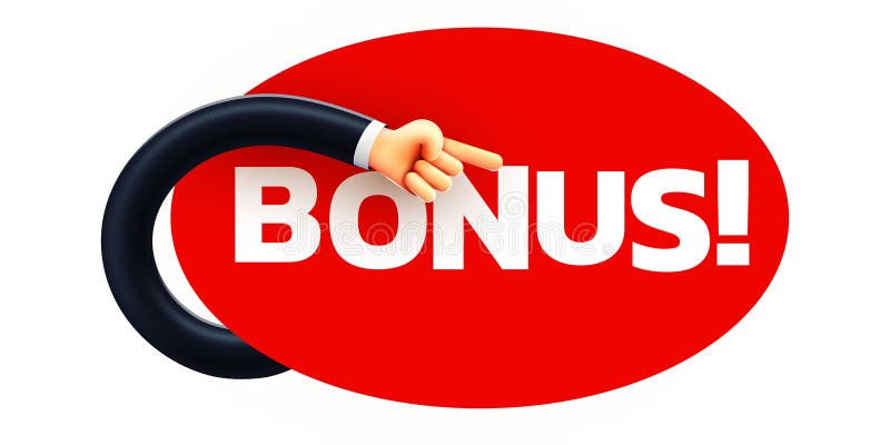 Bonus Sign with Pointing Hand. Cashback or Prize Concept Stock Vector ...