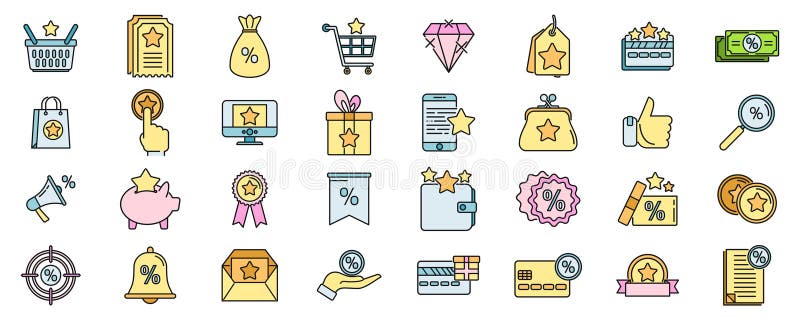 Bonus Star Icons Set Vector Color Line Stock Illustration ...