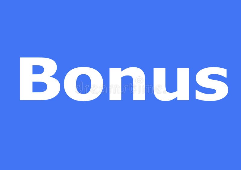 Bonus. Table with the Inscription on a Blue Background Stock Image ...