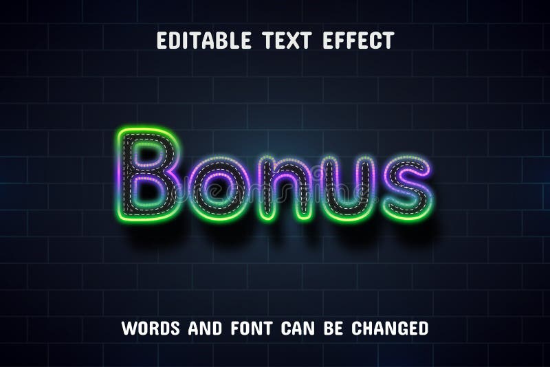 Bonus Text - Neon Style Text Effect Stock Vector - Illustration of ...